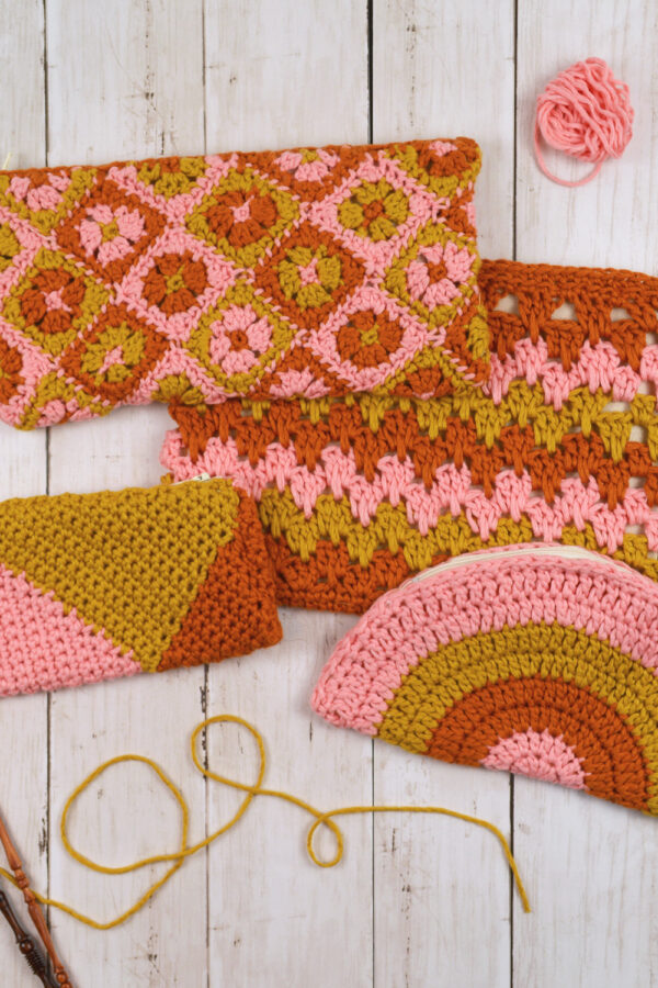 Crochet Zipper Bag Set of 4 - Crimson & Clever